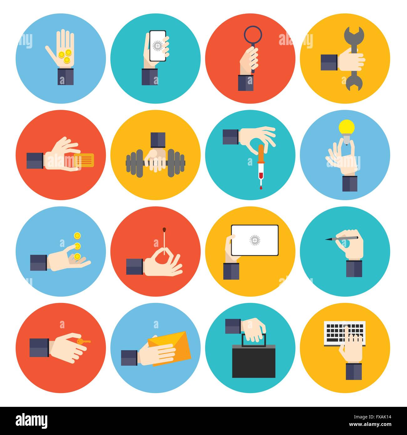 Hand holding objects flat set Stock Vector Image & Art - Alamy