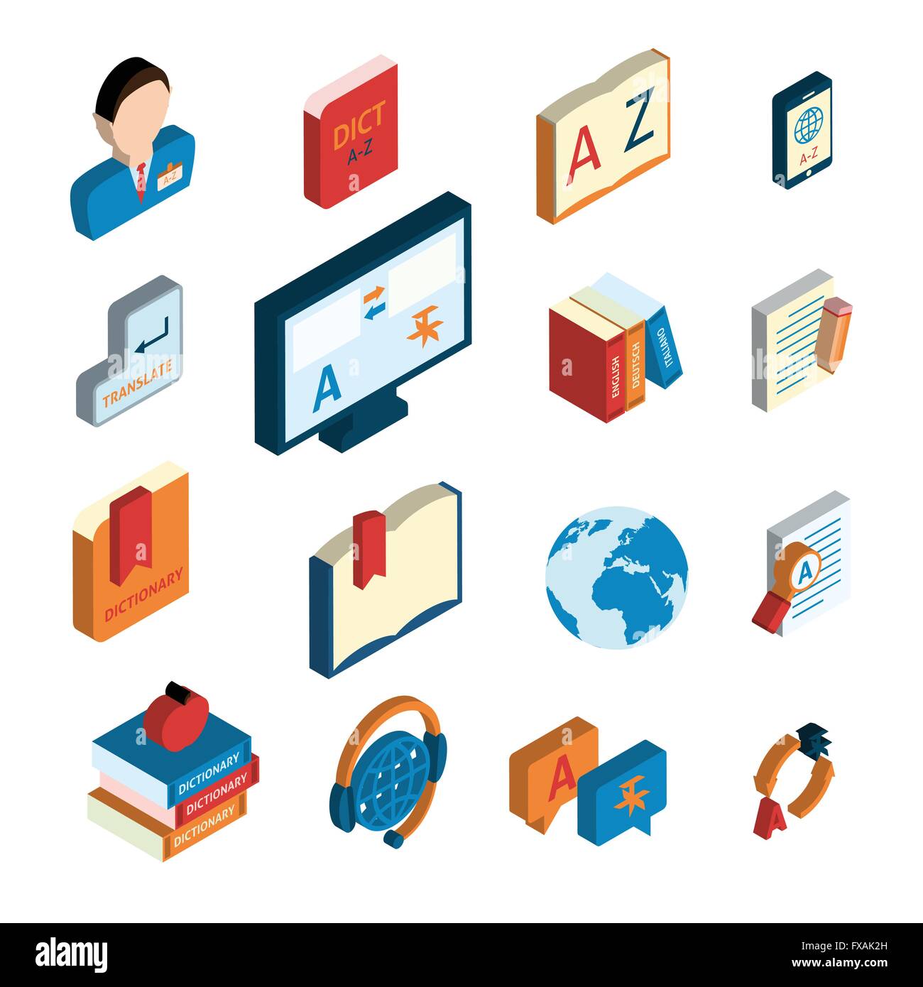 Isometric illustration language translation hi-res stock photography ...