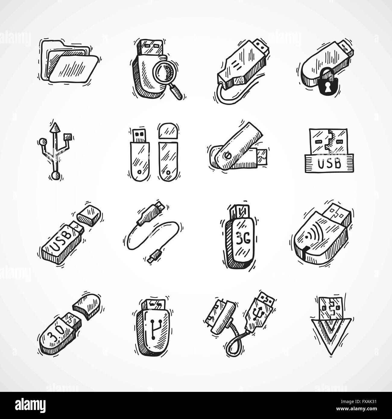 Usb icons set Stock Vector Image & Art - Alamy
