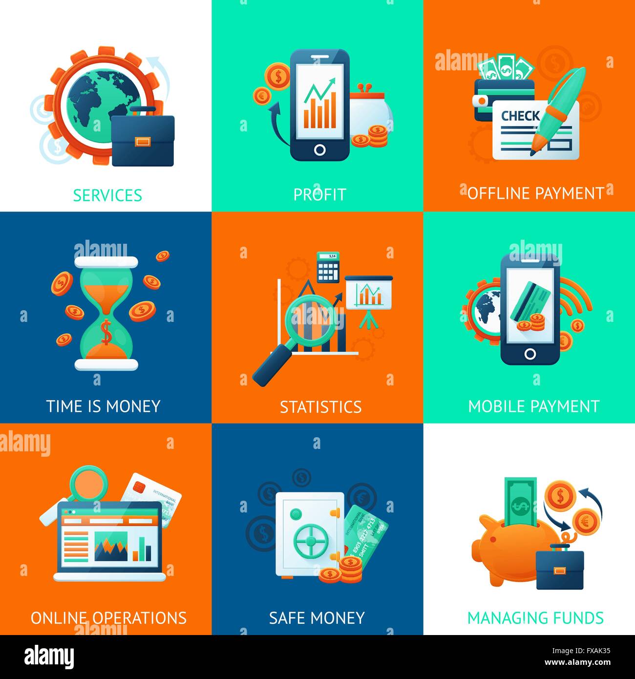 Bank icons set Stock Vector Image & Art - Alamy