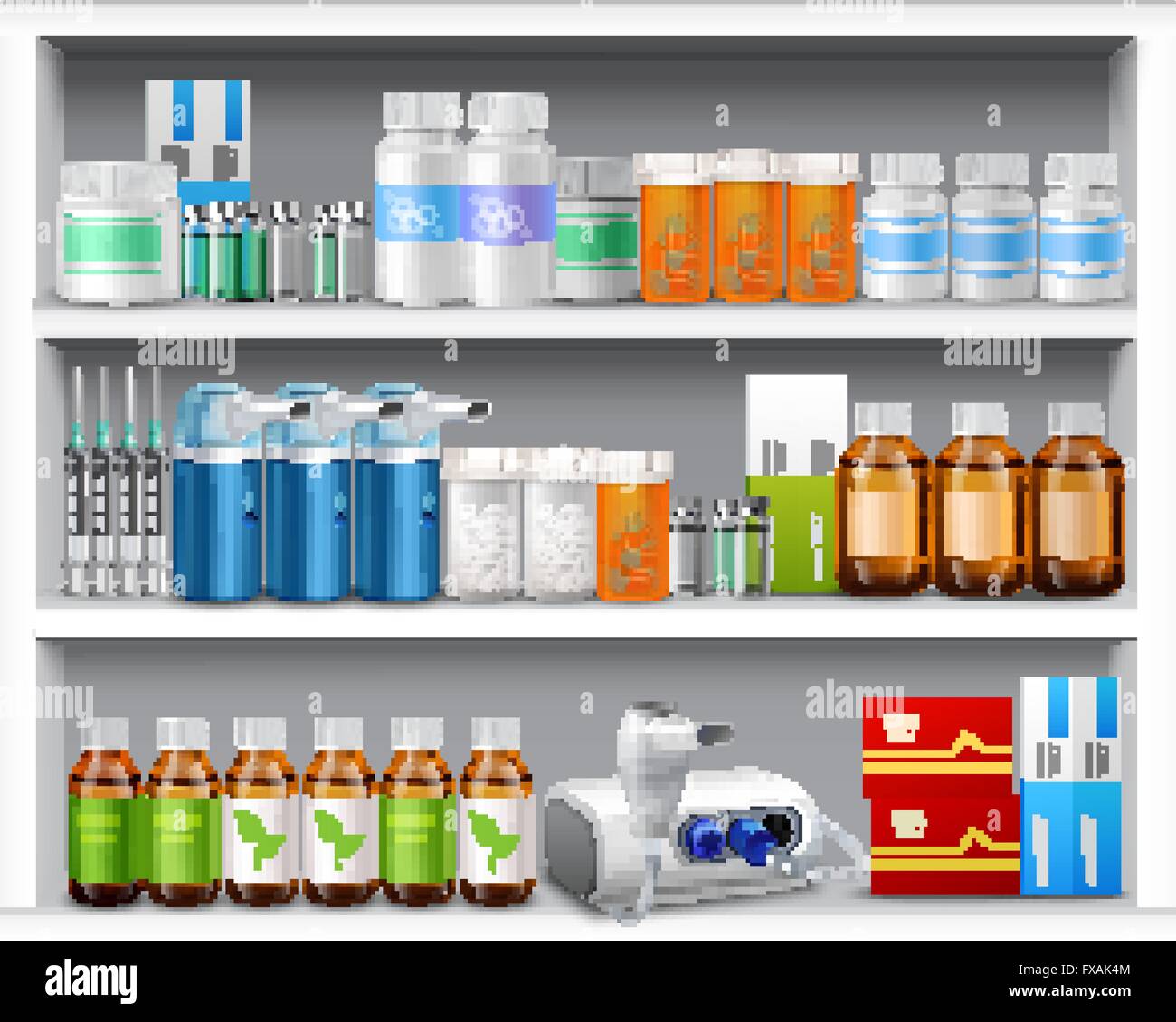 Pharmacy shelves realistic Stock Vector Image & Art - Alamy