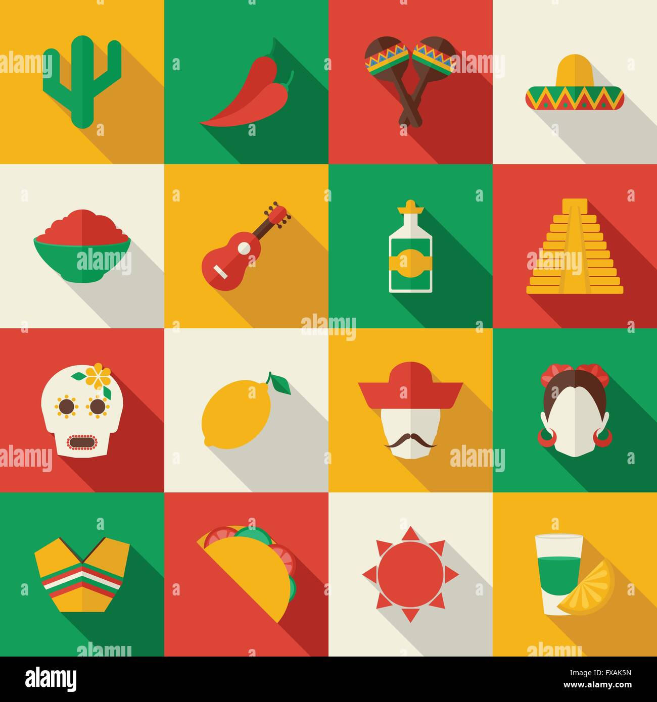 Mexico flat icons set Stock Vector Image & Art - Alamy