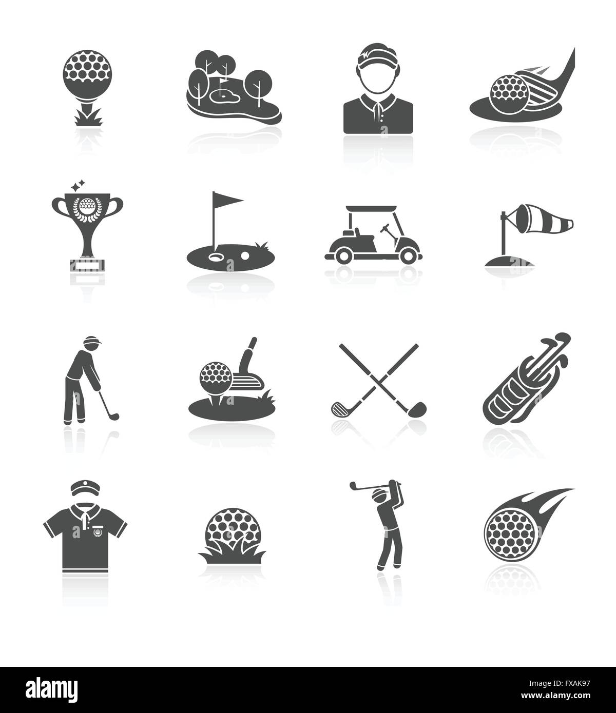 Golf icons set black Stock Vector Image & Art - Alamy