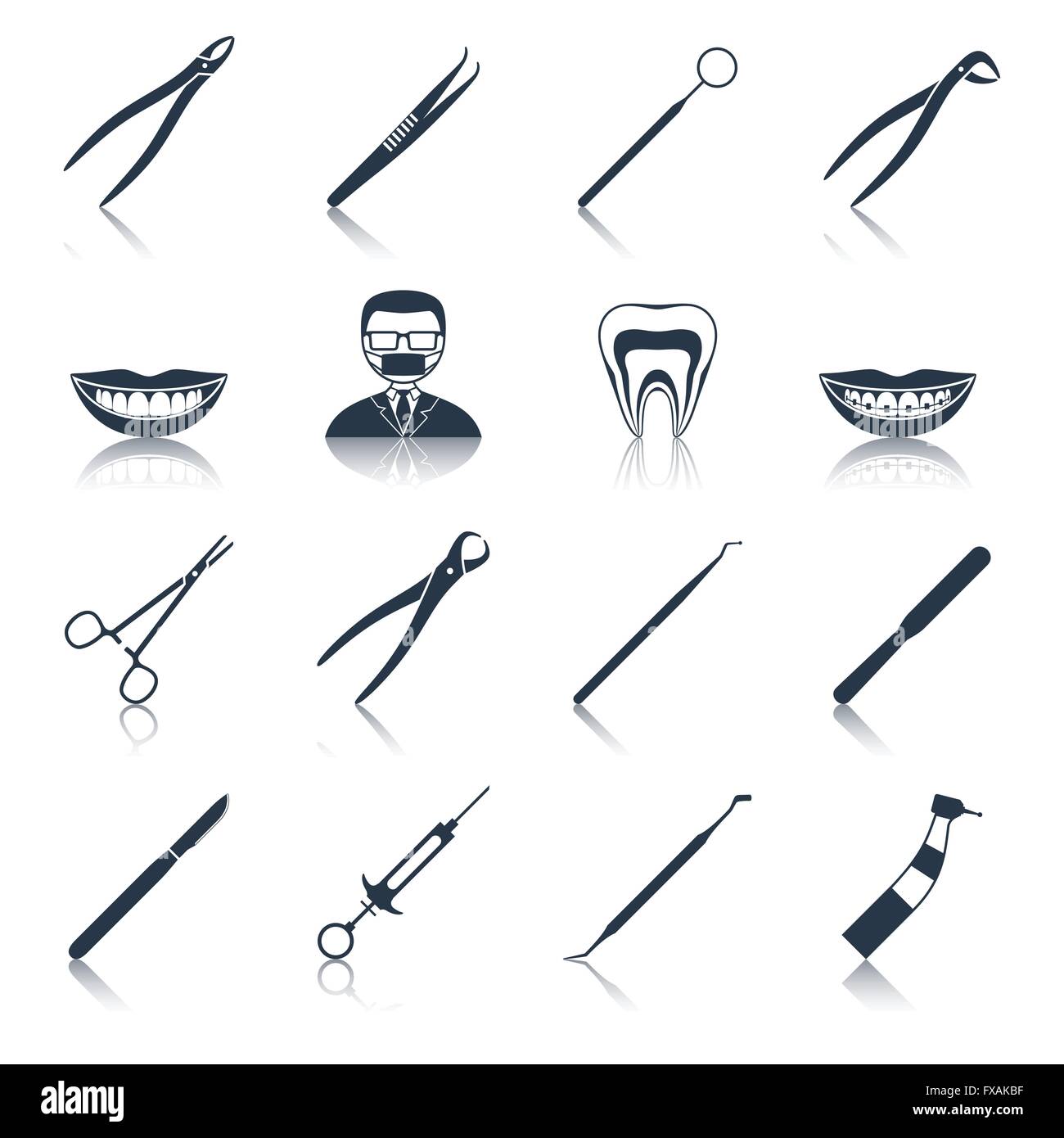 Dental instruments icons set black Stock Vector Image & Art - Alamy