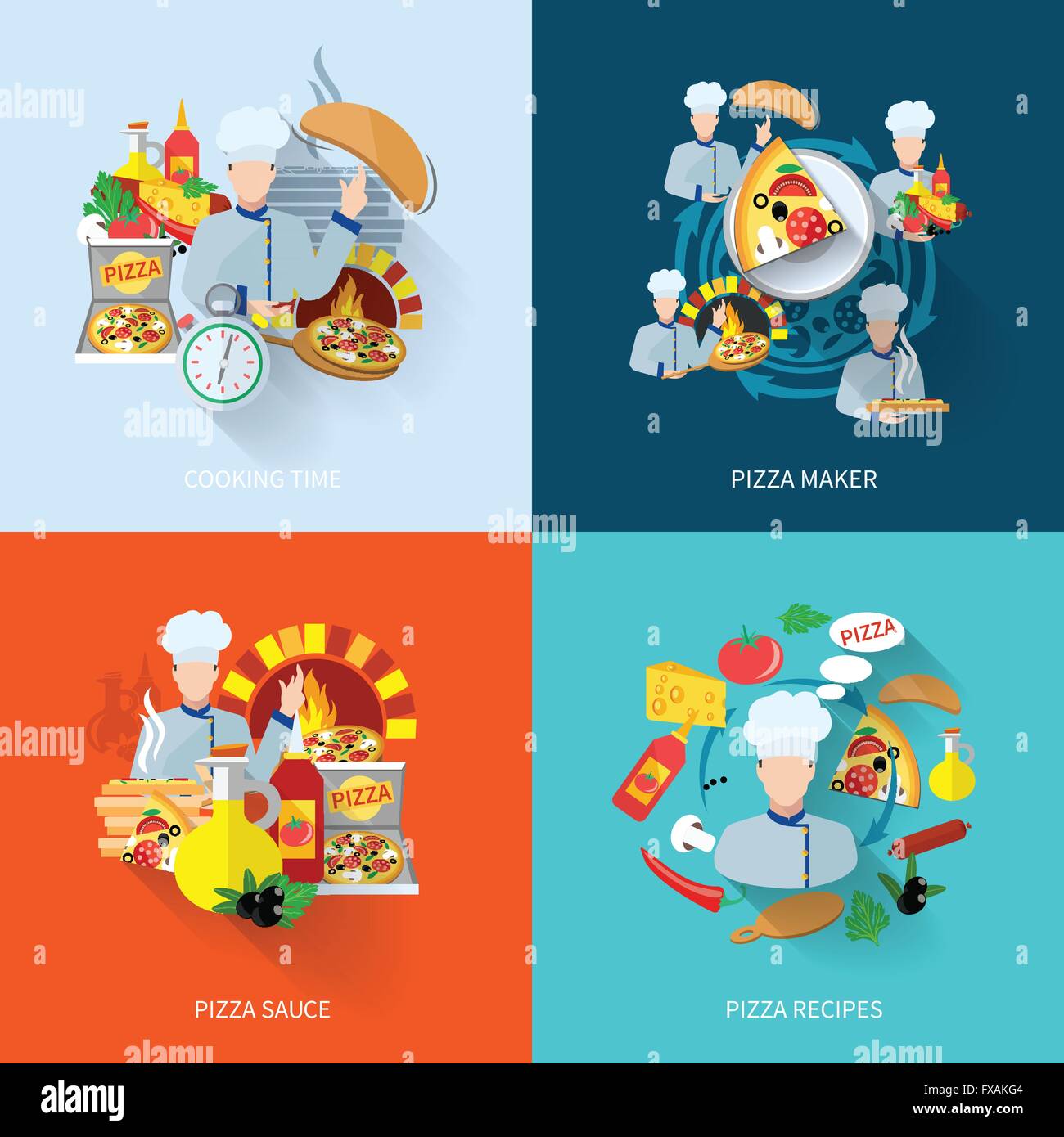 Pizza maker flat set Stock Vector Image & Art - Alamy