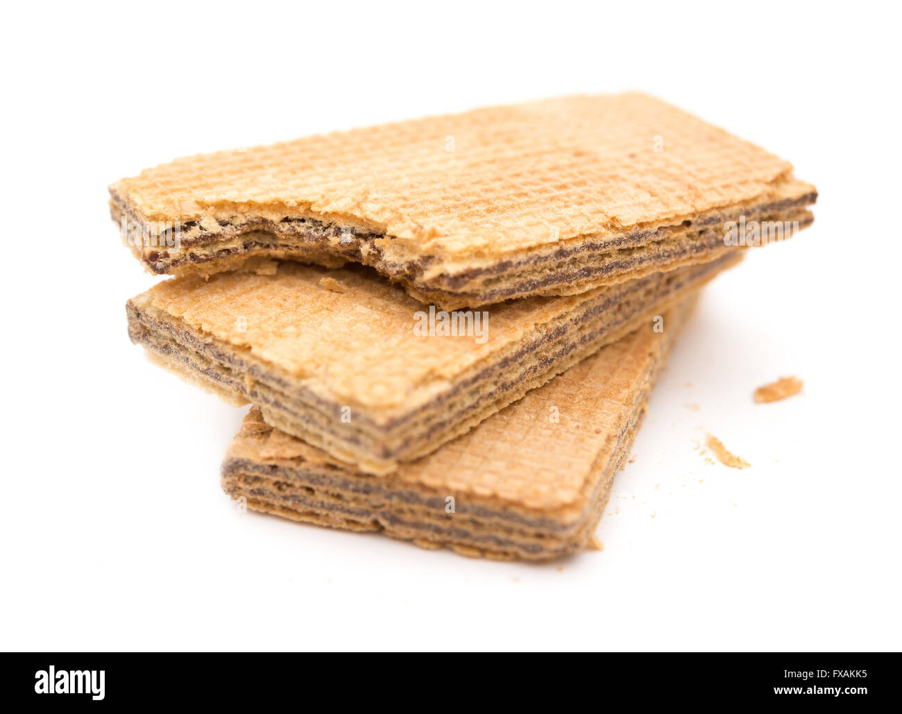 wafer blocks with one bited on a white background Stock Photo - Alamy