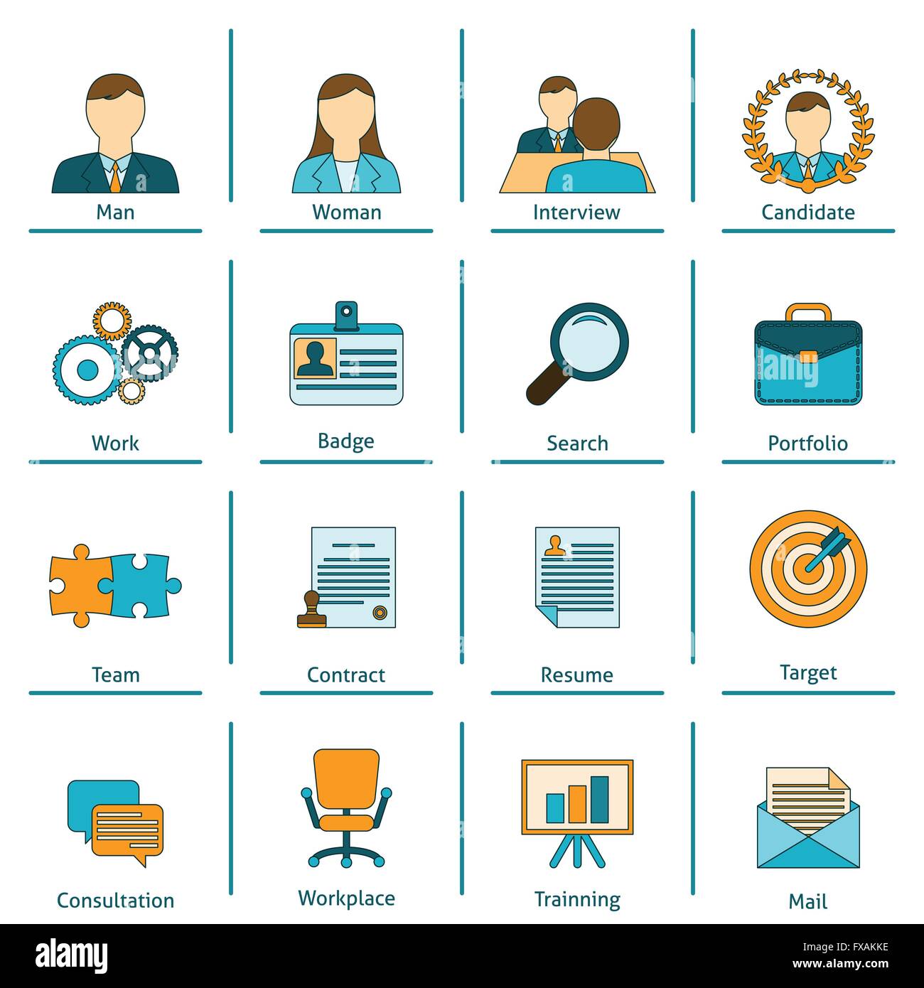 Human resources flat icons set Stock Vector Image & Art - Alamy