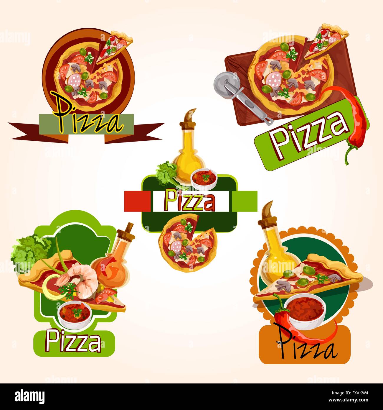 Pizza emblems set Stock Vector Image & Art - Alamy
