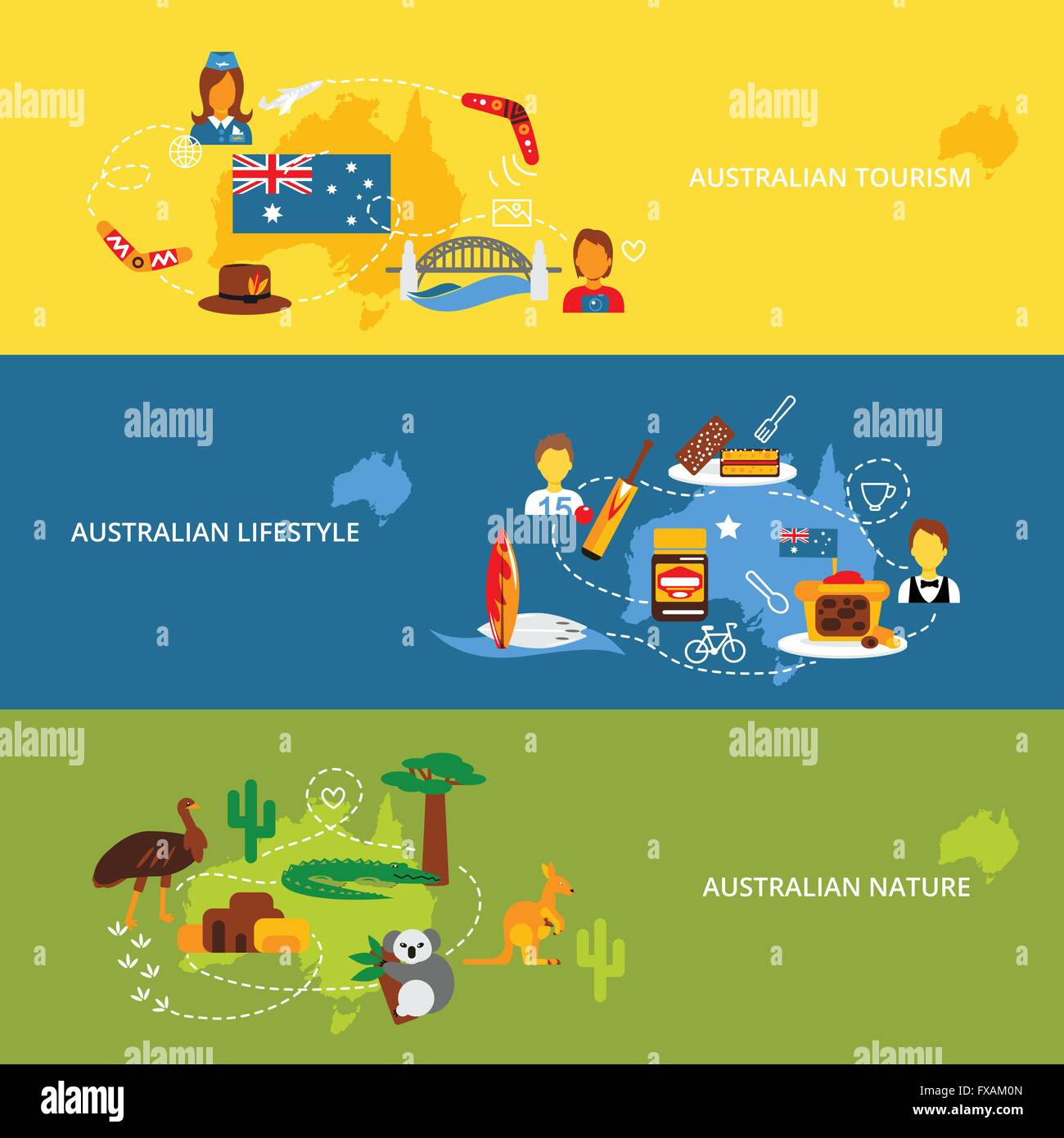 Australia flat banner set Stock Vector Image & Art - Alamy