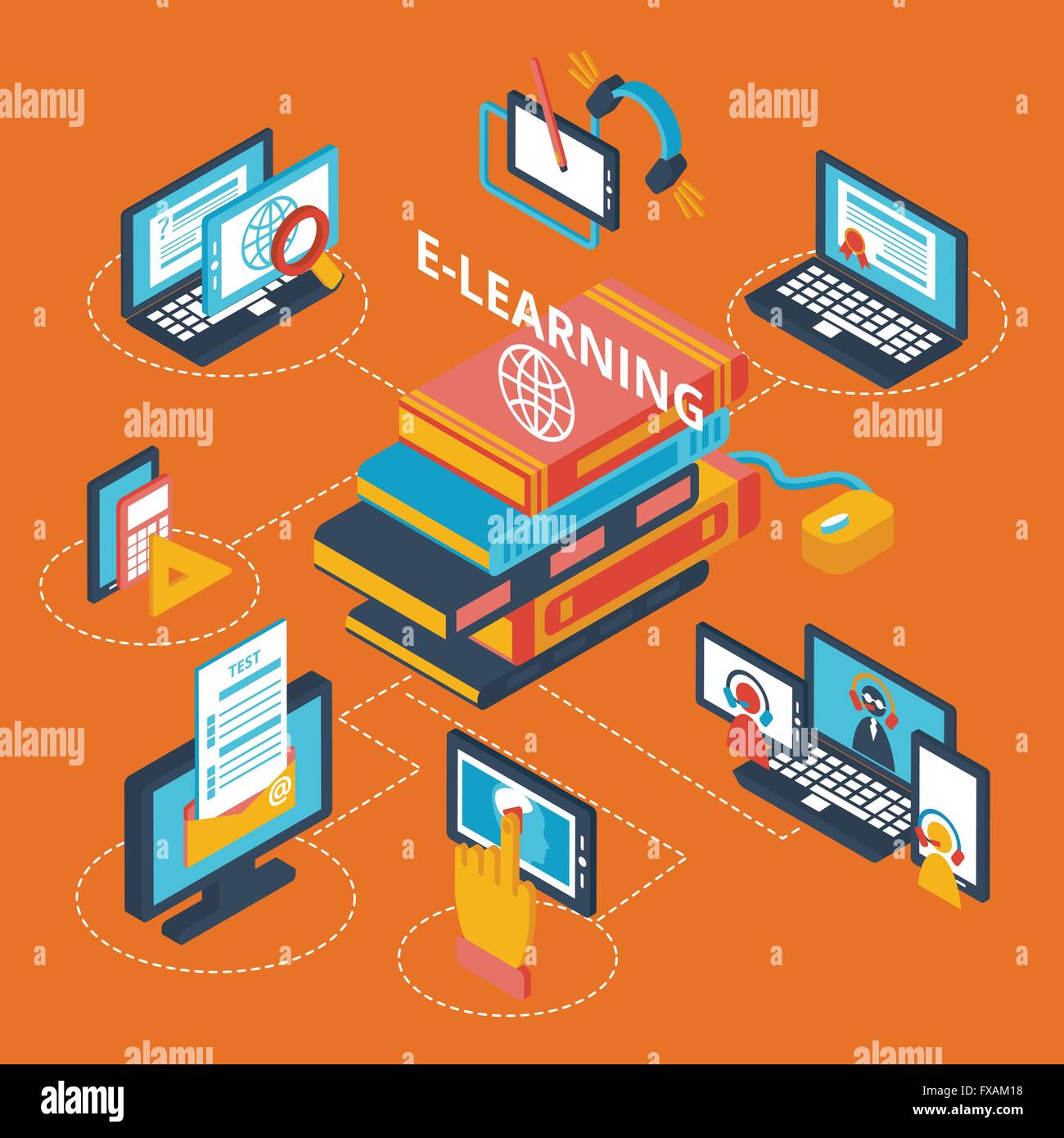 E-learning icons isometric Stock Vector Image & Art - Alamy