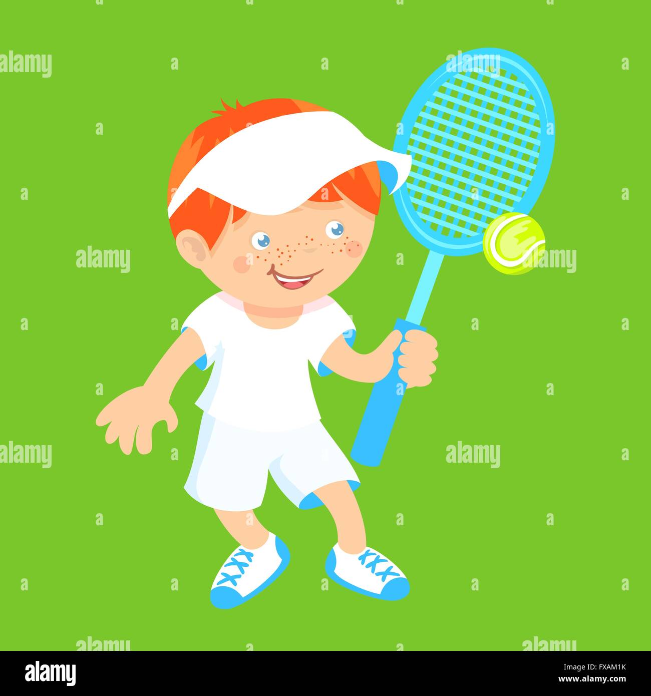 Boy playing badminton cartoon illustration hi-res stock photography and ...