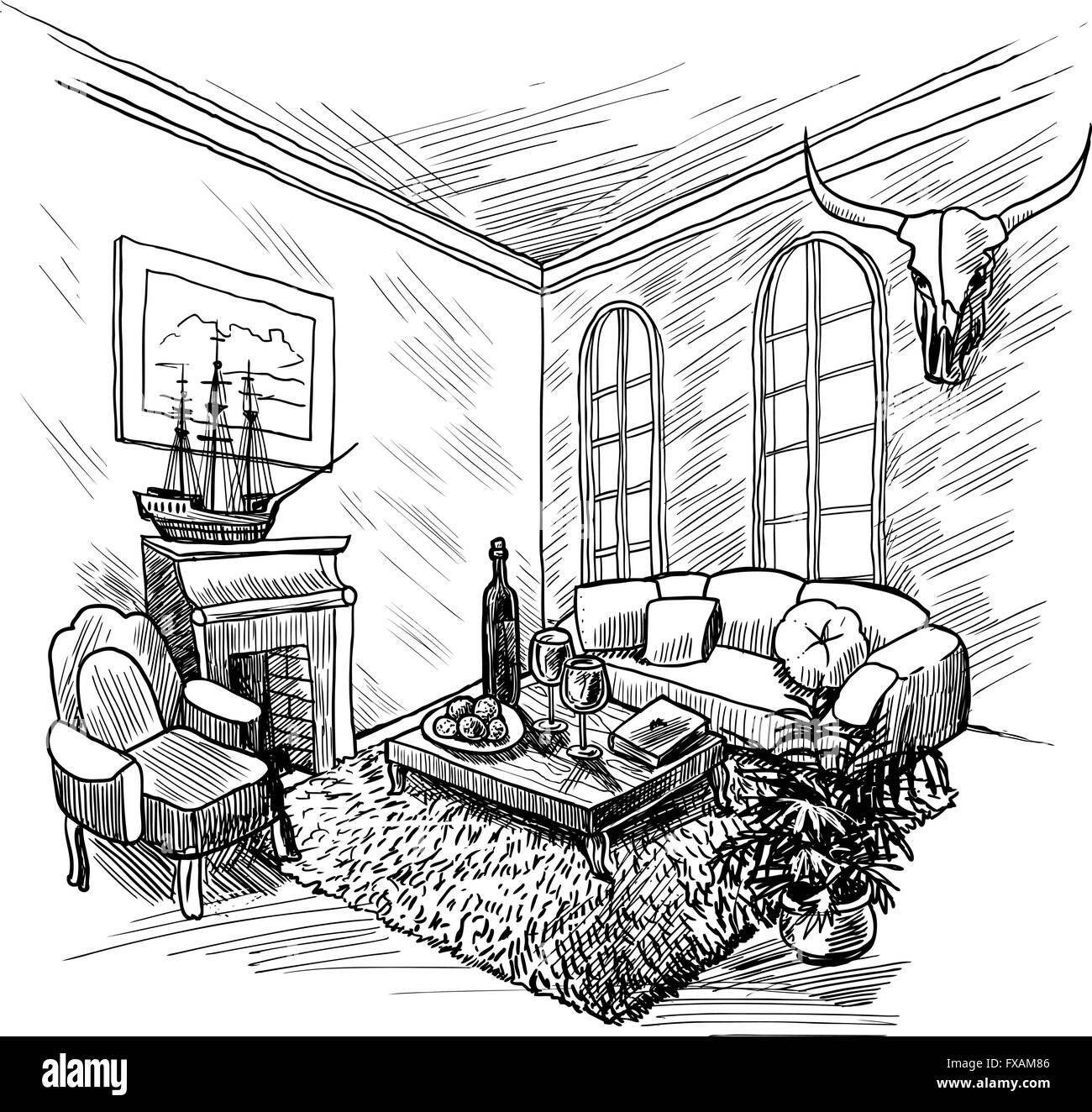 Room Sketch Background Stock Vector Image & Art - Alamy