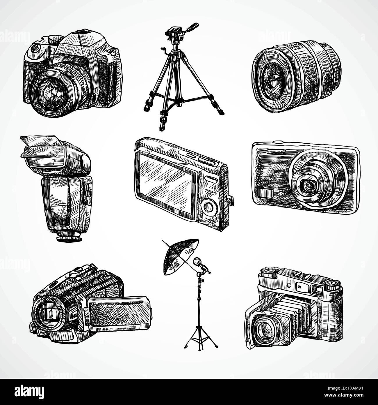 Camera sketch icons set Stock Vector Image & Art - Alamy