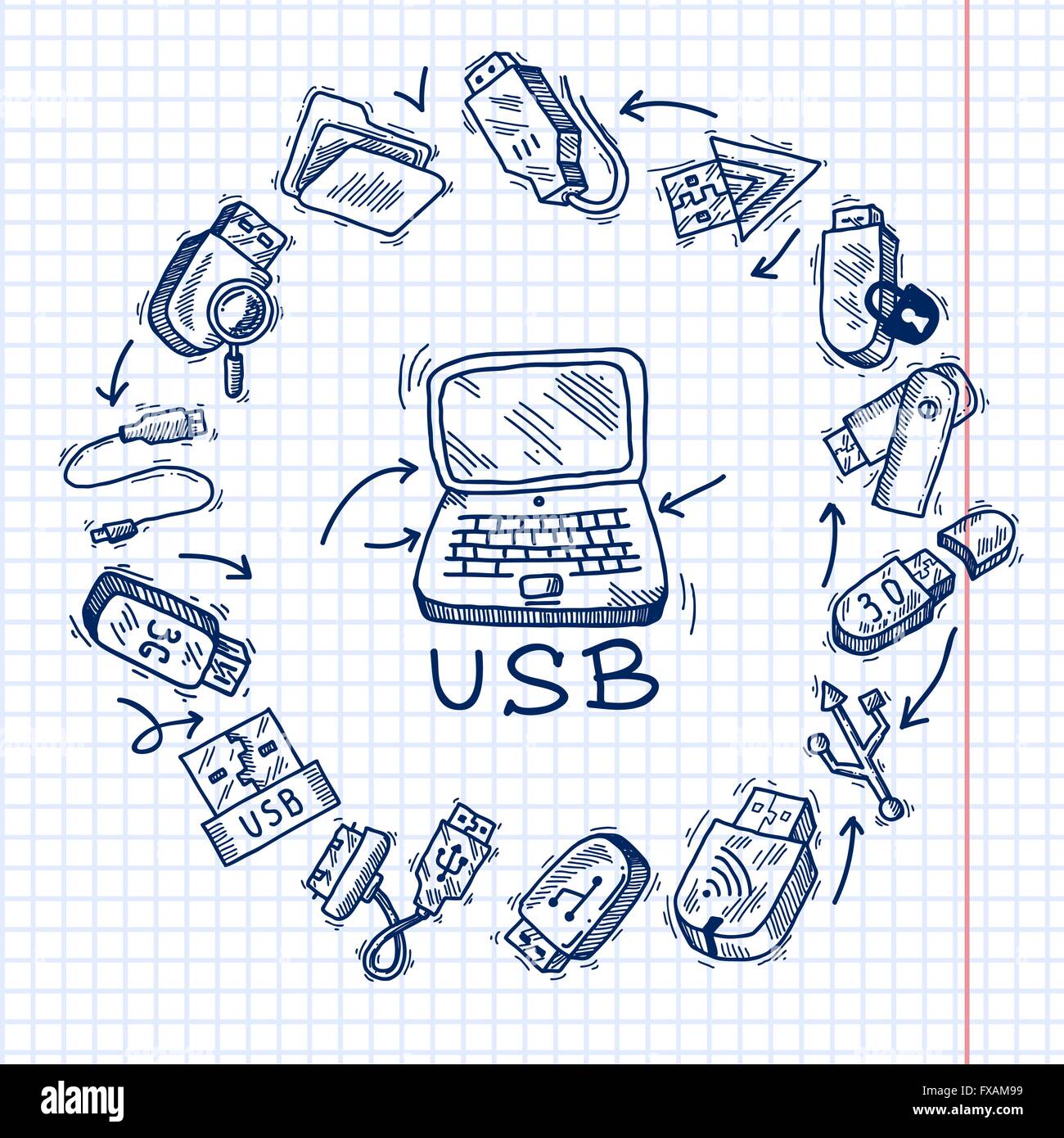 Usb and computer Stock Vector Image & Art - Alamy