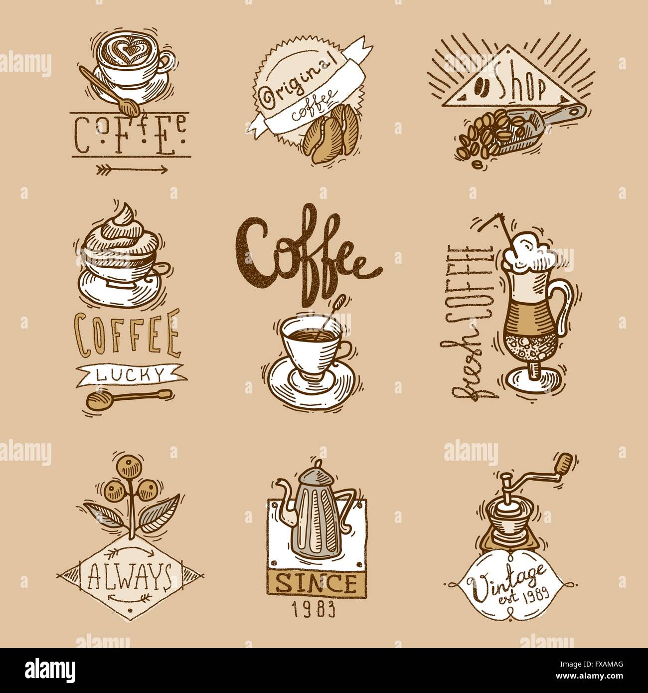 Mug cappuccino coffee cinnamon Stock Vector Images - Alamy