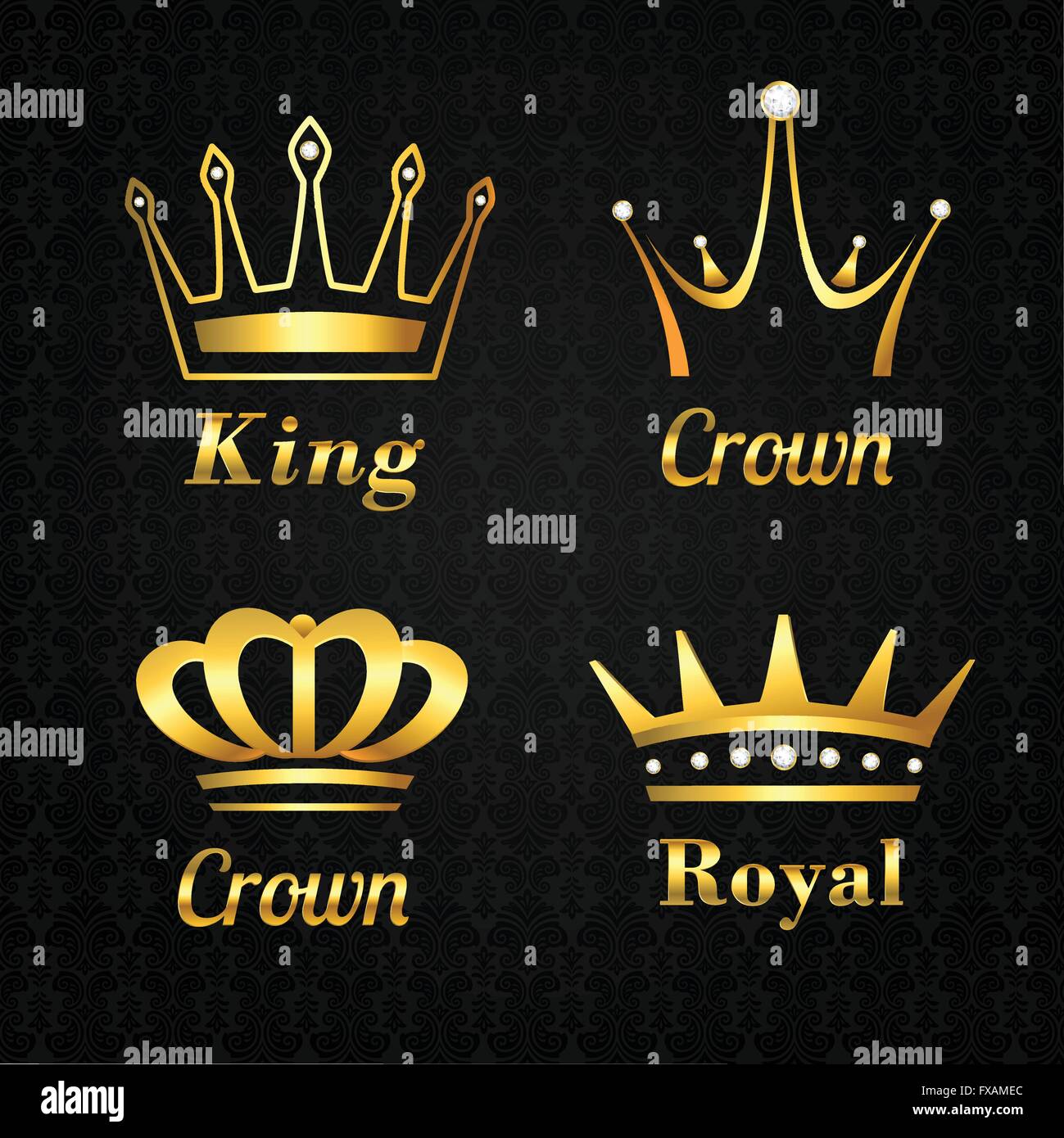 Golden crown labels set Stock Vector Image & Art - Alamy