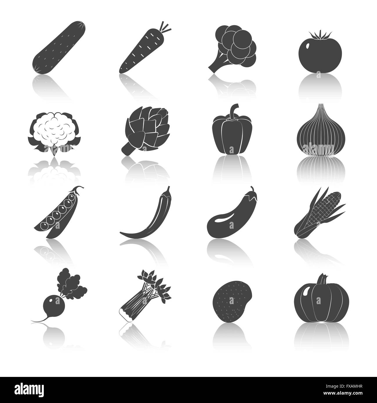 Vegetables Black Icons Set Stock Vector Image & Art - Alamy