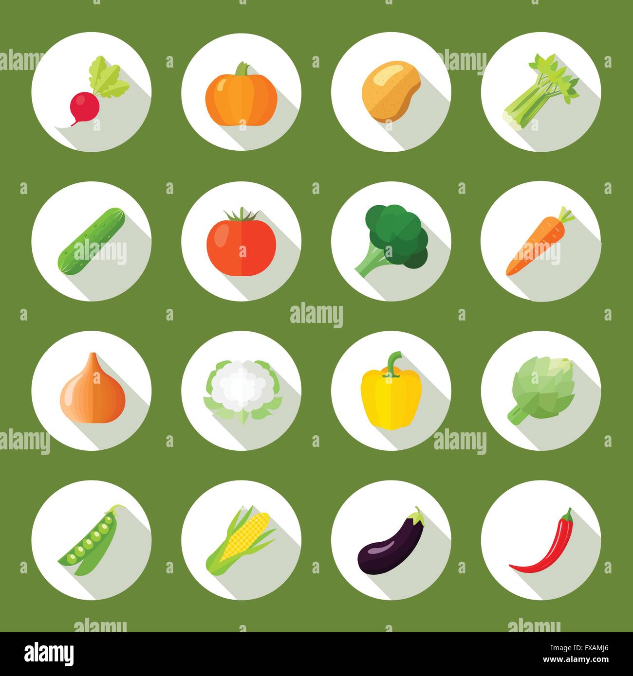 Vegetables Icons Flat Set Stock Vector Image & Art - Alamy