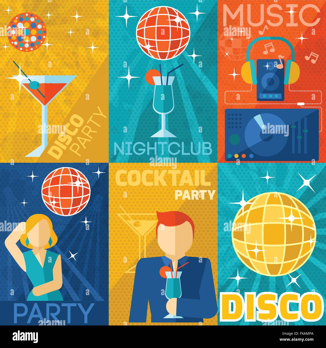 Night Club Poster Set Stock Vector Image & Art - Alamy