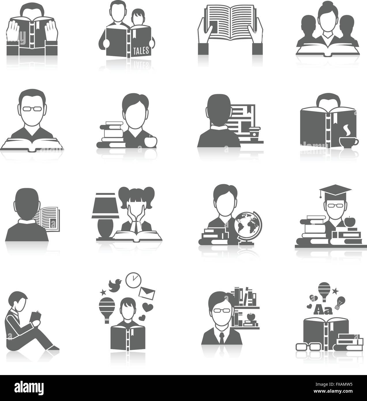 Reading Icon Black Stock Vector Image & Art - Alamy