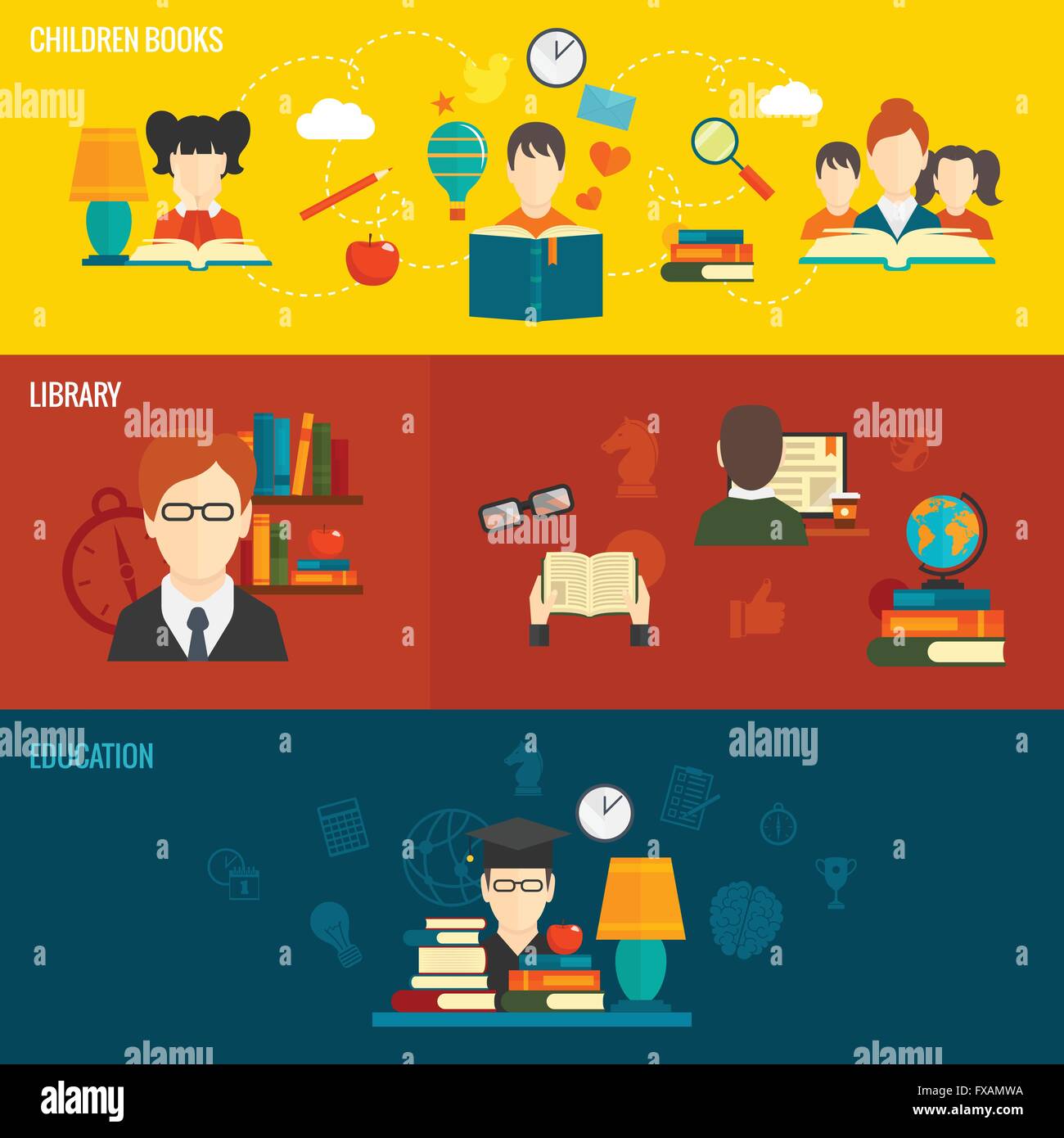 Reading Banner Set Stock Vector Image & Art - Alamy