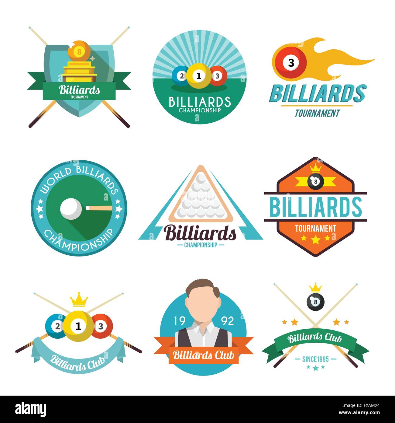 Billiard Label Set Stock Vector Image & Art - Alamy