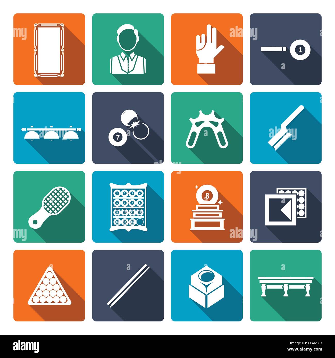 Billiards Icons Flat Set Stock Vector Image & Art - Alamy