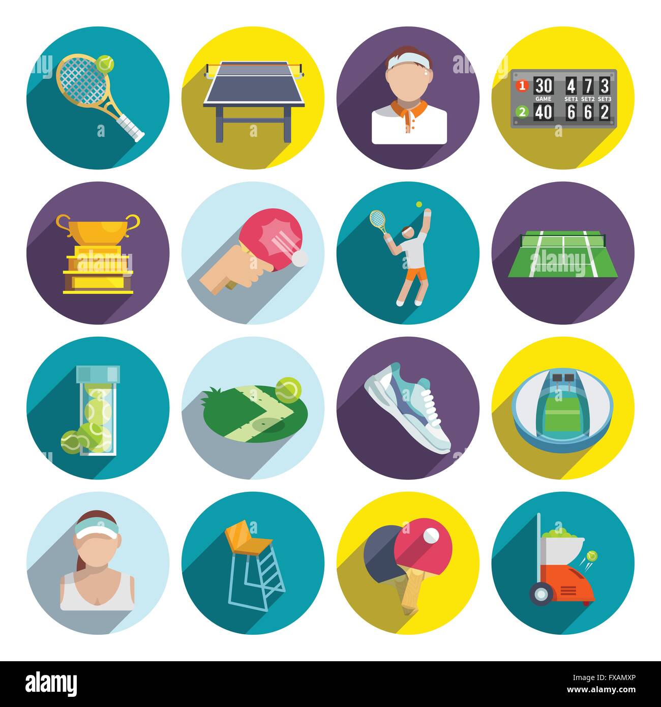 Tennis icons flat set Stock Vector Image & Art - Alamy