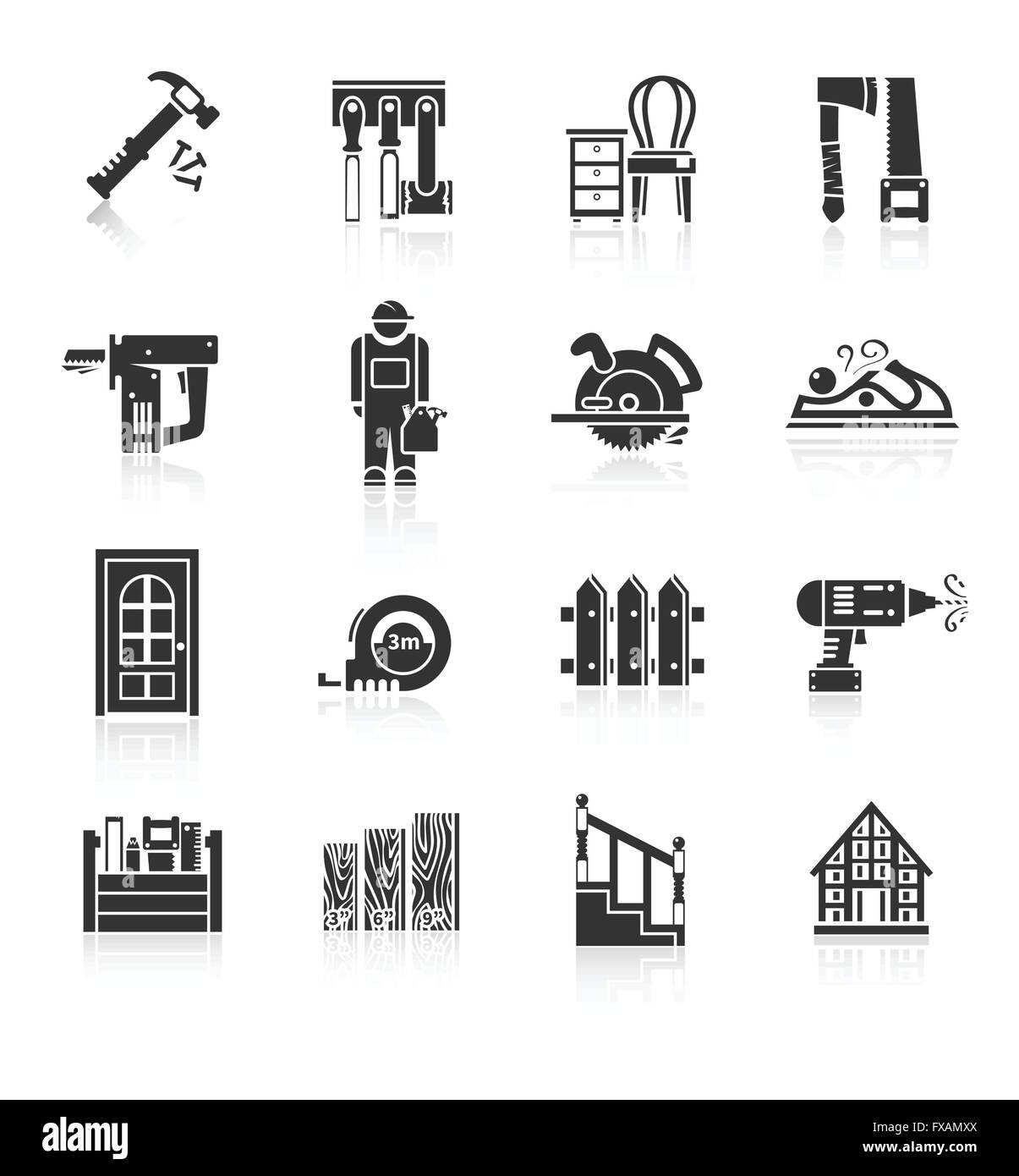 Carpentry Icons Black Stock Vector Image & Art - Alamy