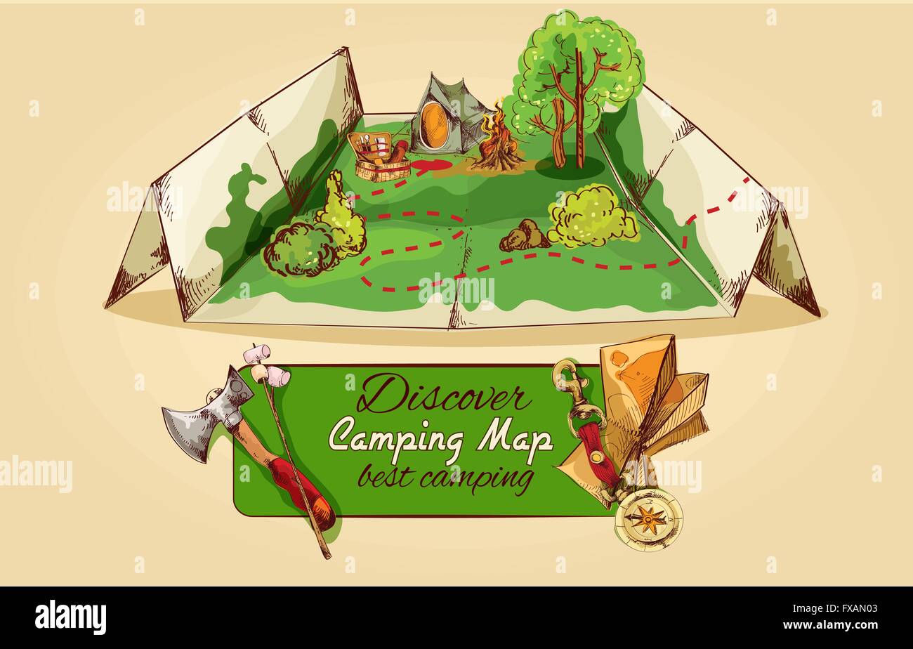 Camping Map Sketch Stock Vector Image & Art - Alamy