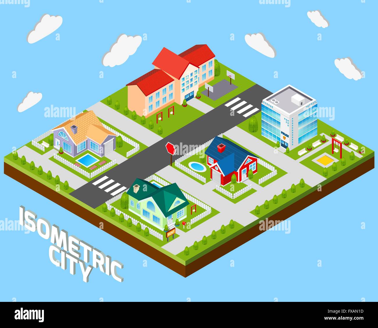 Isometric City Project Stock Vector Image & Art - Alamy