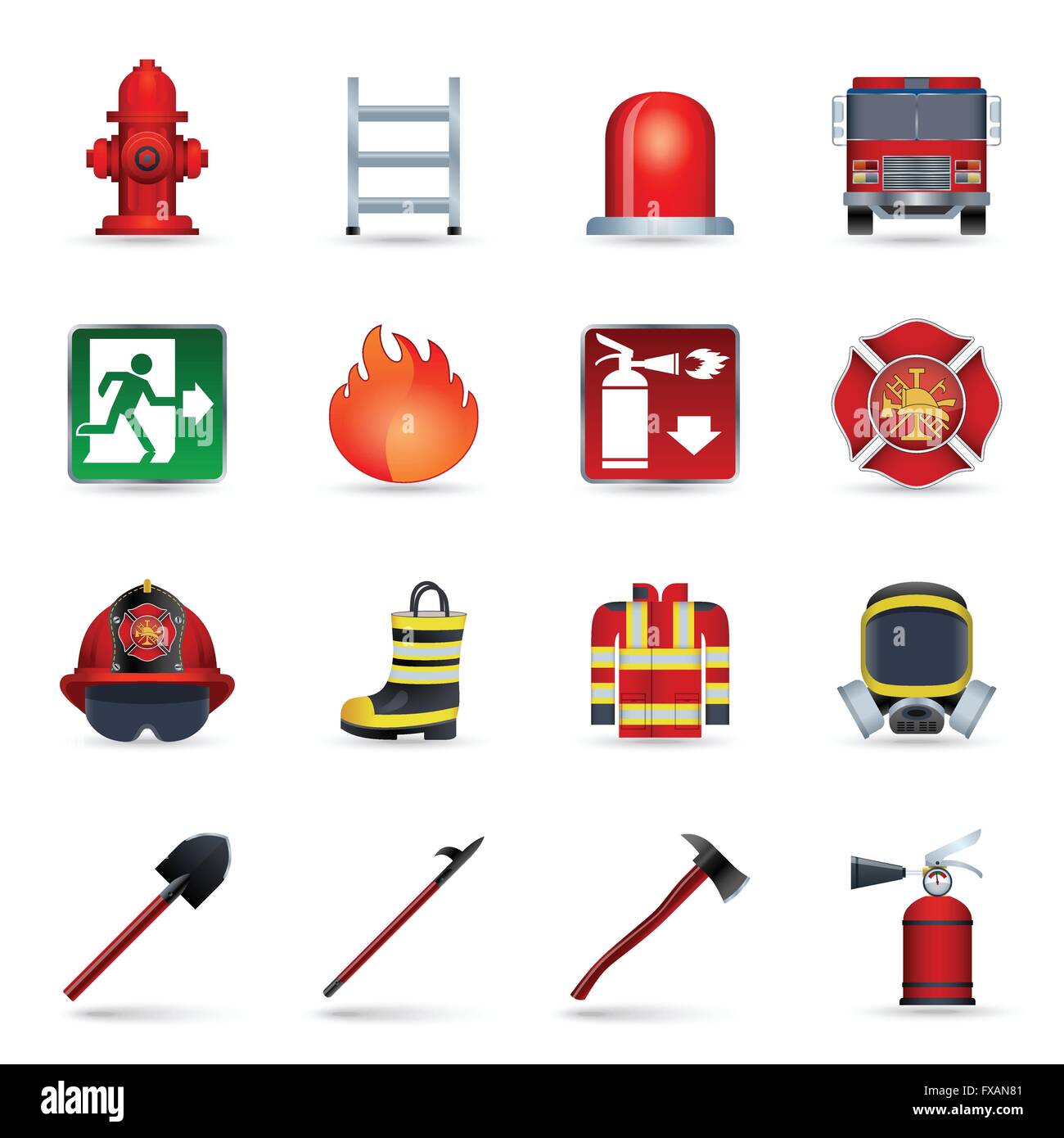 Firefighter icons set Stock Vector Image & Art - Alamy