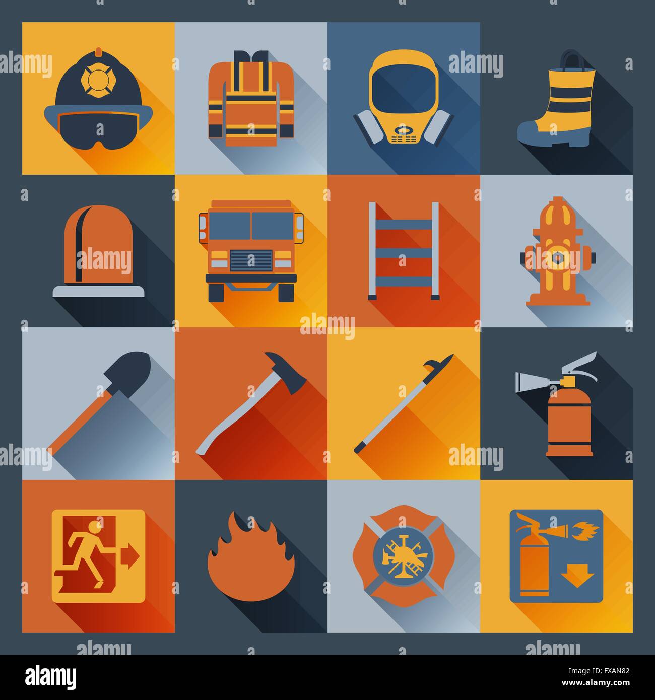 Firefighter icons flat Stock Vector Image & Art - Alamy