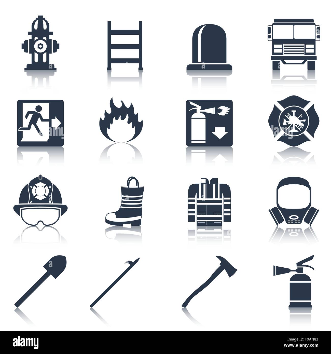 Firefighter Icons Black Stock Vector Image & Art - Alamy