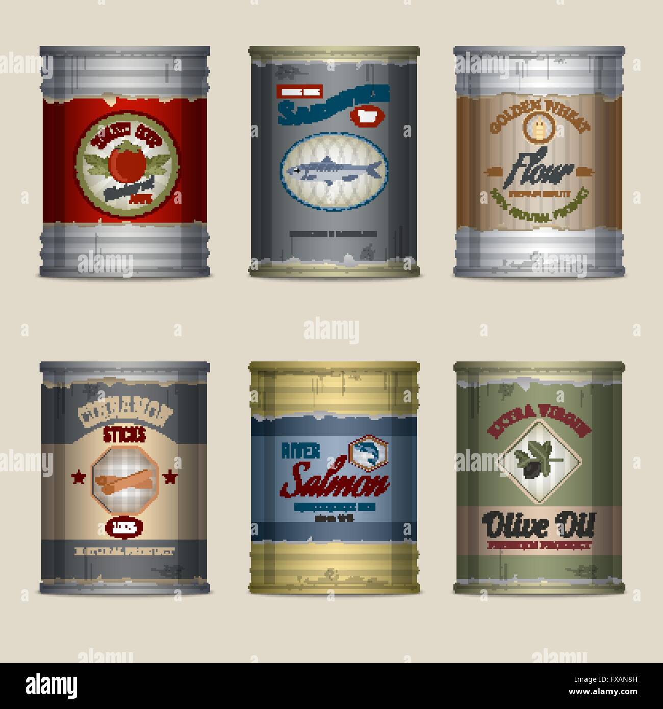 Canned food design elements hi-res stock photography and images - Alamy