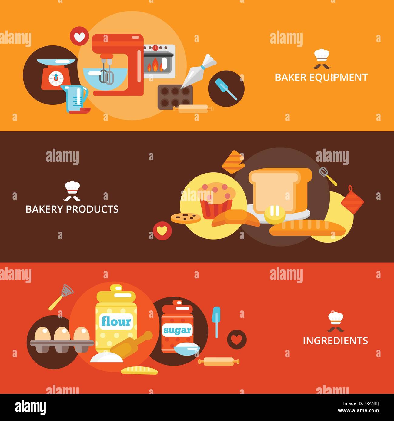 Bakery flat banner set Stock Vector Image & Art - Alamy