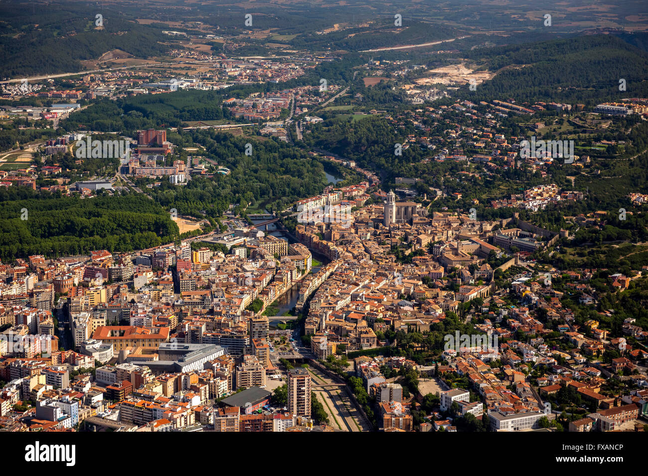 Aerial view overview city girona hi-res stock photography and images ...