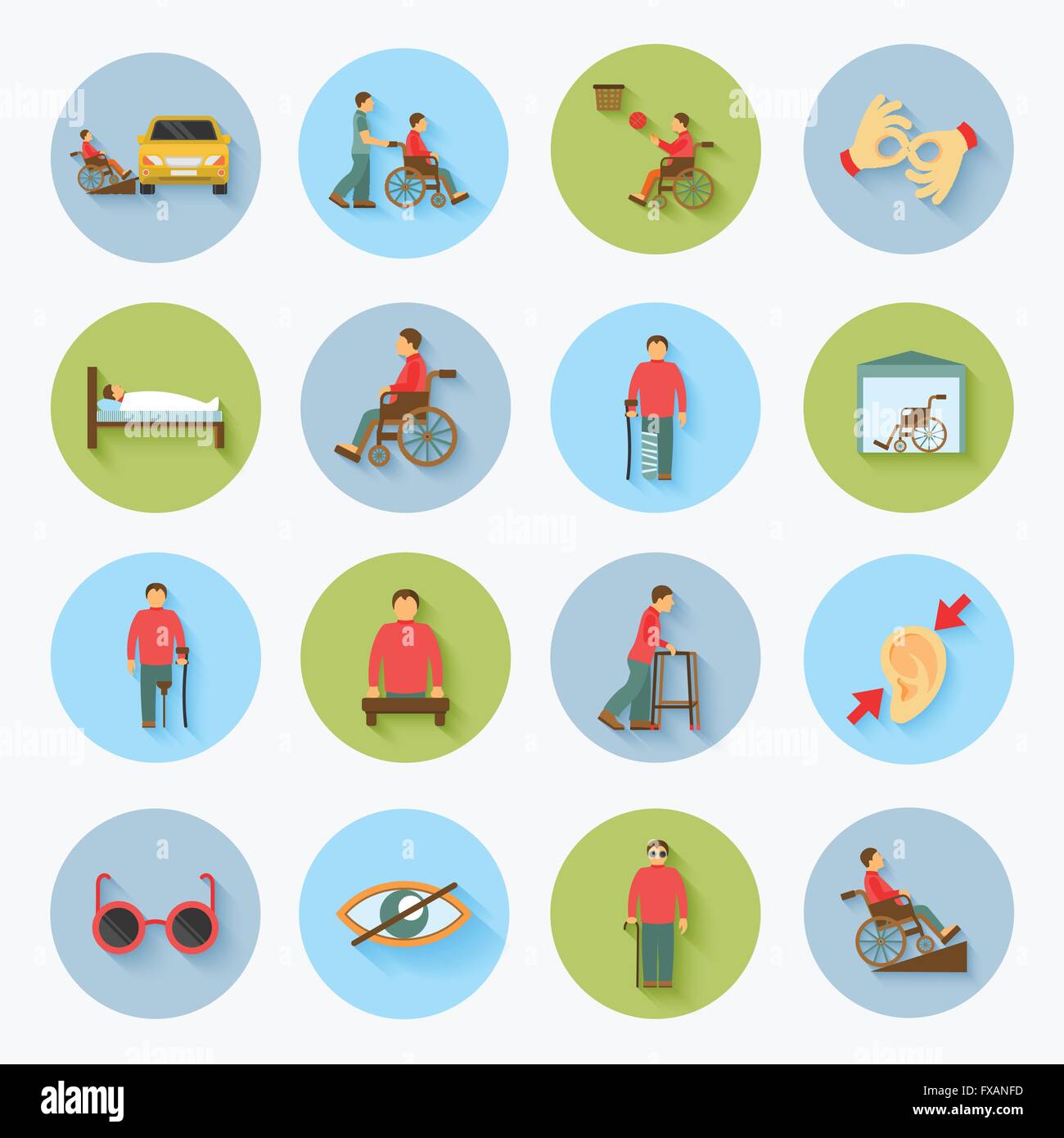 Disabled Icons Set Flat Stock Vector Image & Art - Alamy
