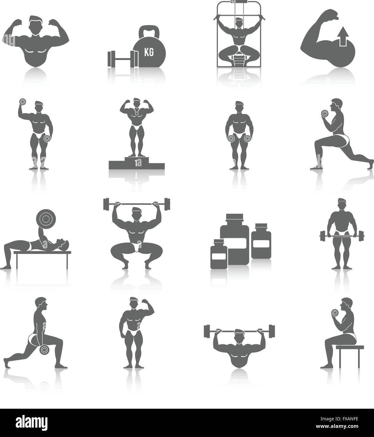 Bodybuilding Icons Set Stock Vector Image & Art - Alamy