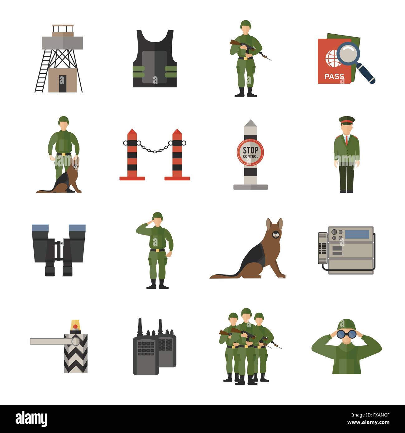 Border Guard Icons Flat Stock Vector Image & Art - Alamy