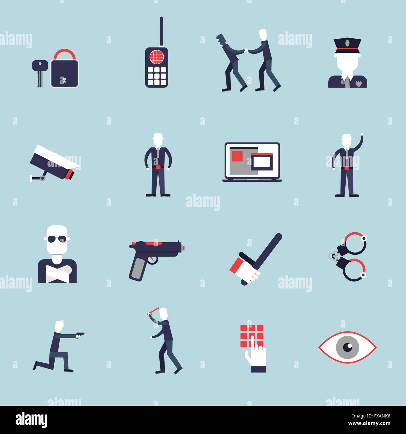 Security guard flat icons Stock Vector Image & Art - Alamy