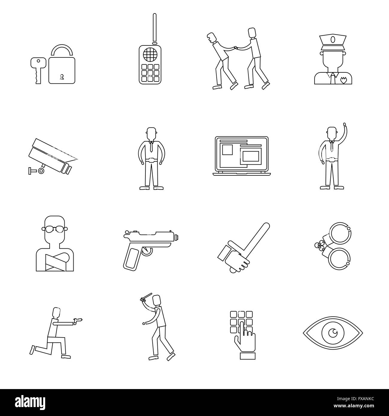 Security Guard Outline Icons Stock Vector Image & Art - Alamy