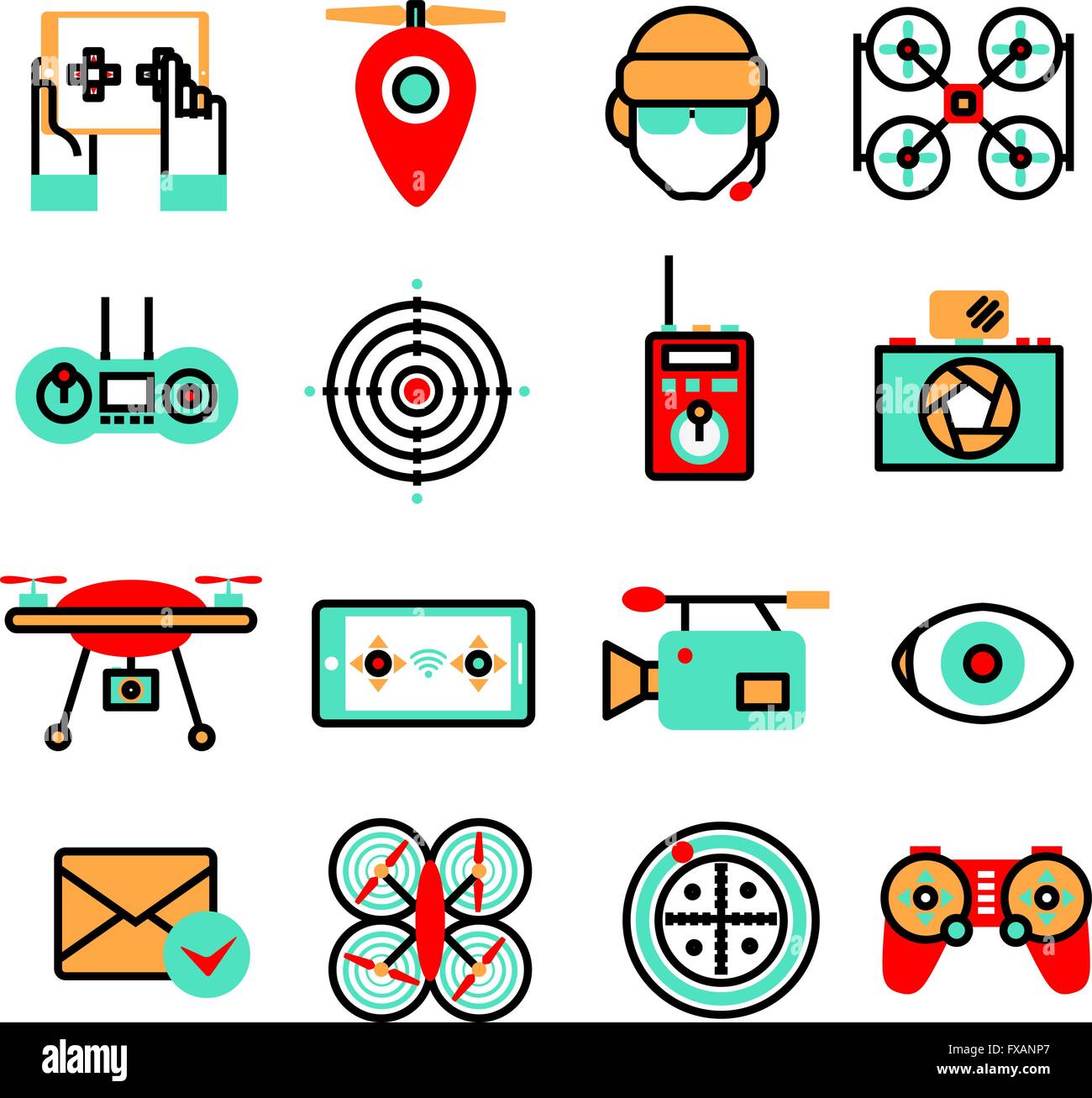 Drones Icon Set Stock Vector Image & Art - Alamy