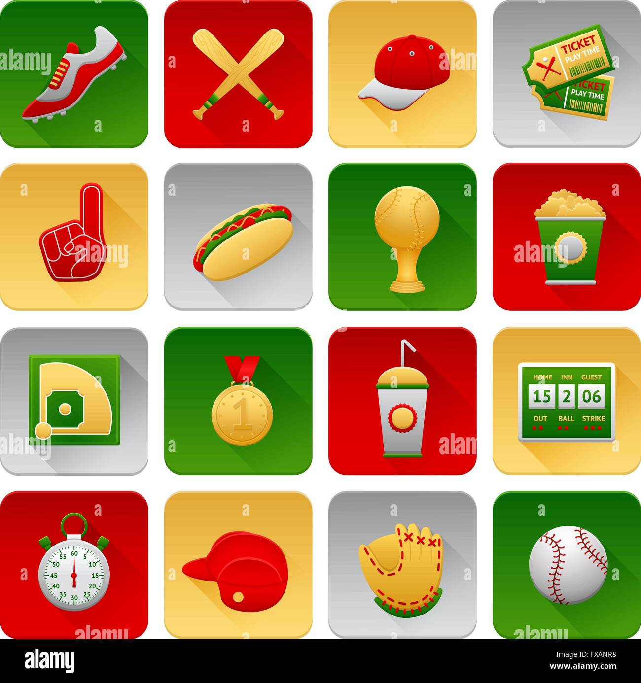 Baseball Icons Set Stock Vector Image & Art - Alamy