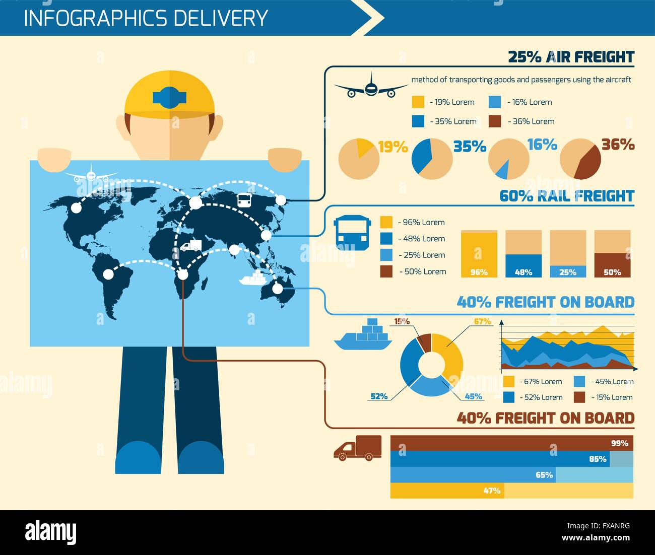Delivery Man Infographics Stock Vector Image & Art - Alamy