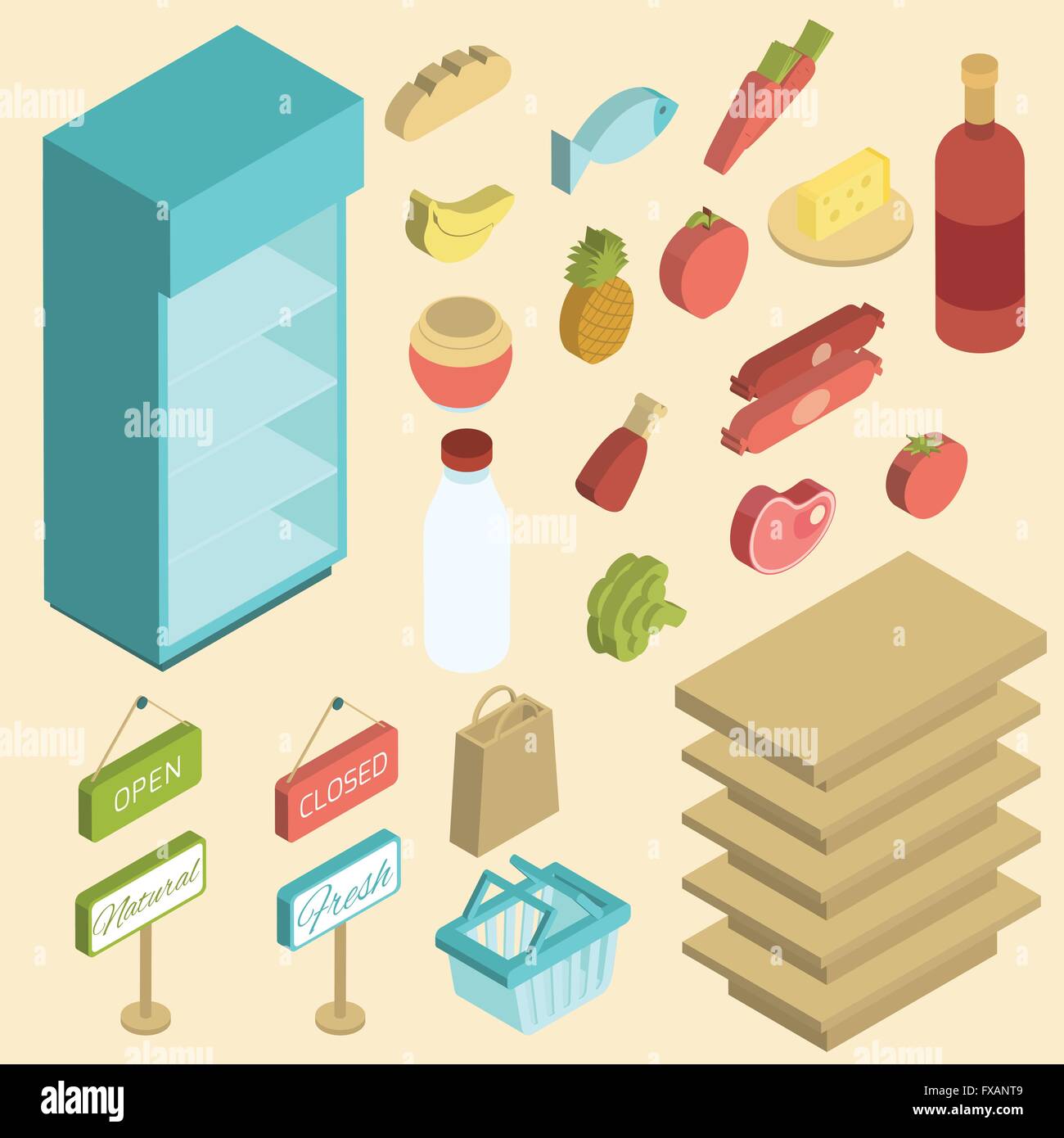 Isometric shopping cart Stock Vector Images - Alamy