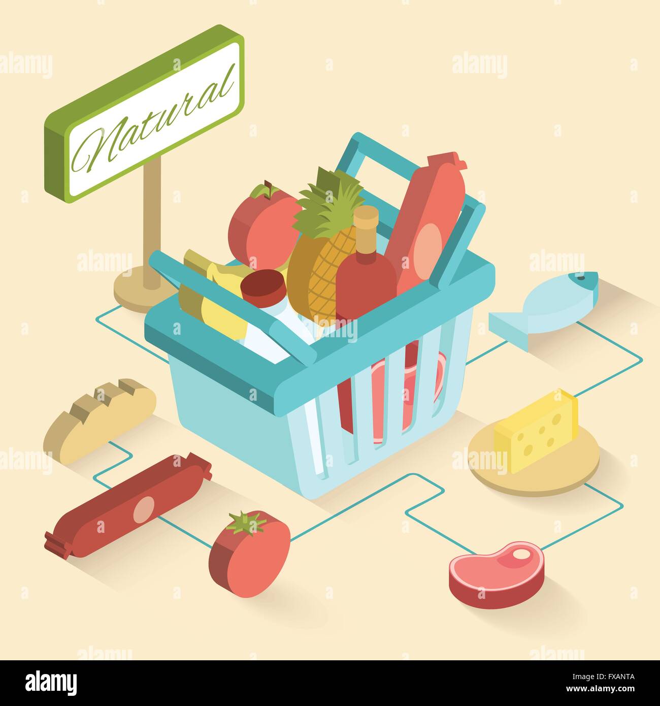 Supermarket Basket Isometric Stock Vector Image & Art - Alamy