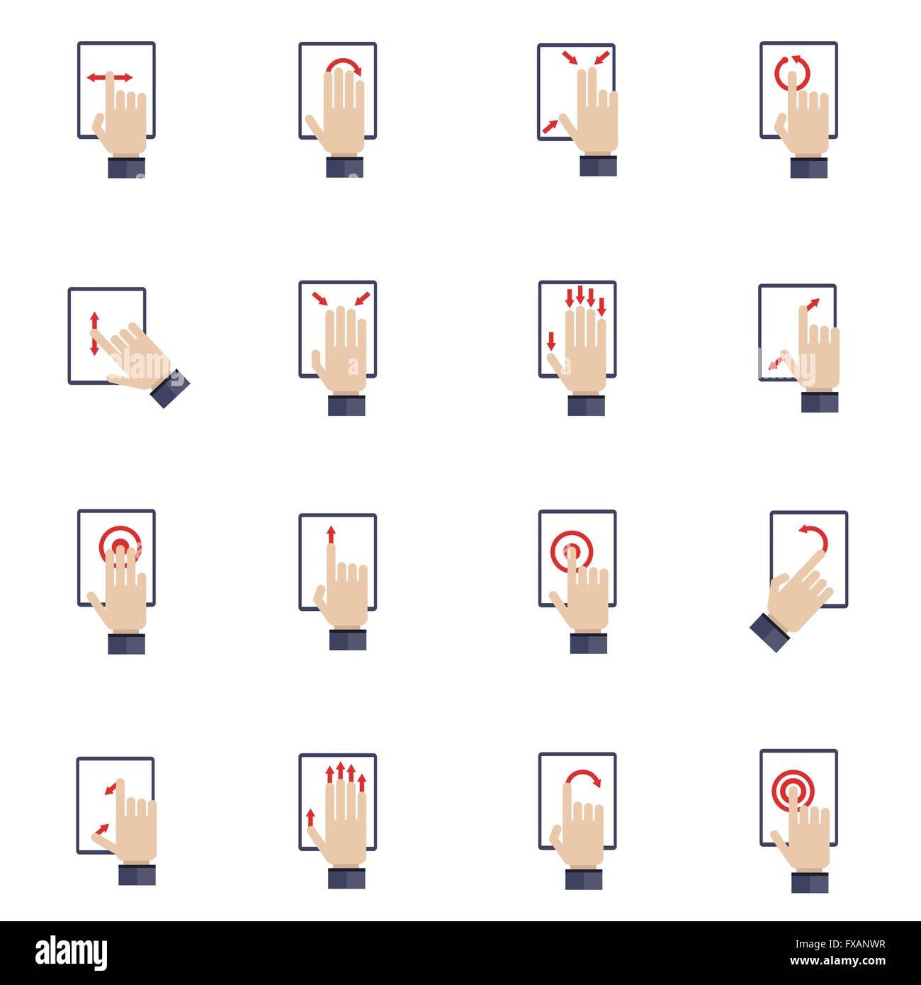 Hand Touching Screen Flat Icons Stock Vector Image & Art - Alamy