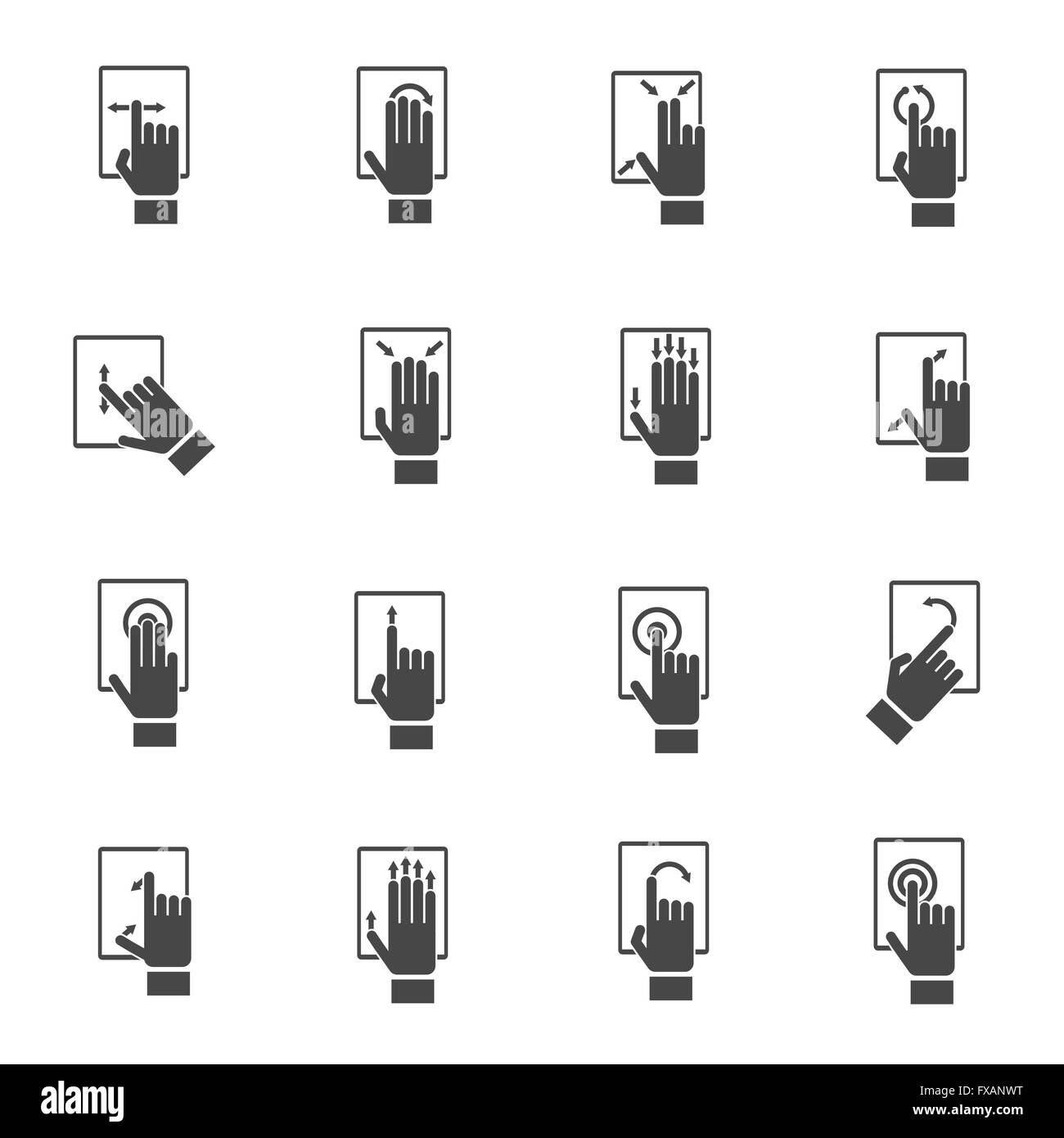 Hand touching screen device Black and White Stock Photos & Images - Alamy