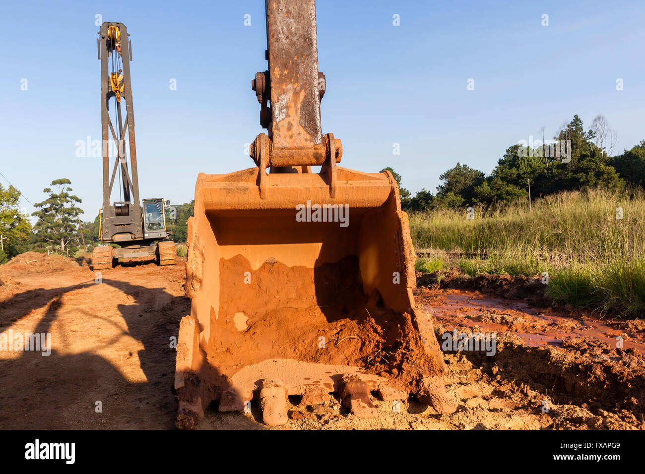 Earthworks with excavator hi-res stock photography and images - Alamy